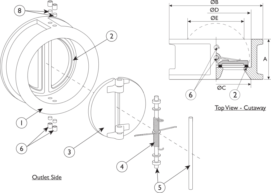 Wafer Style Dual Disc Di Class 150 Check Cv41a Lead Free Accurate Valve Automation
