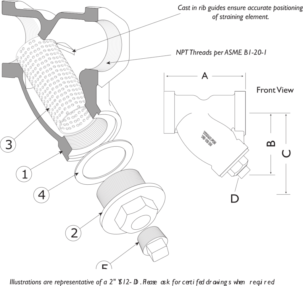 Wye Filter - YS12-DI - 1/4” - 3” ~ 640 psi @ 100°F (NPT) - Accurate ...