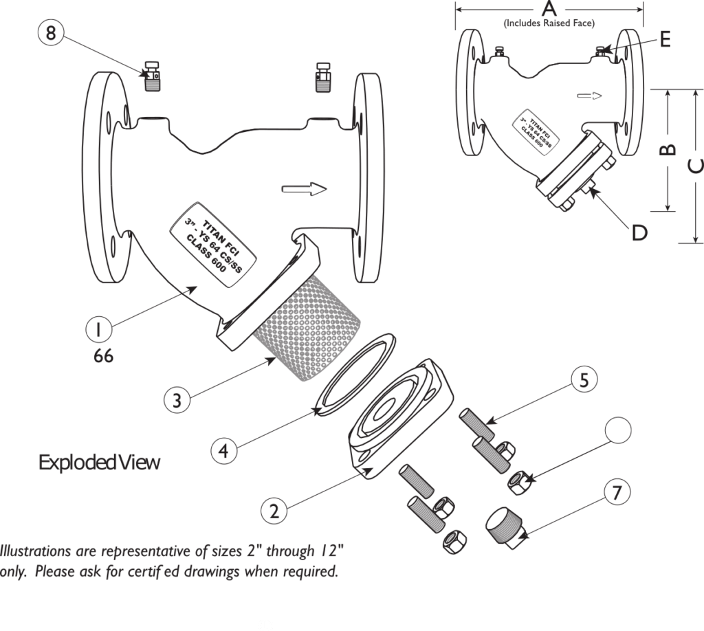 Flanged CS and SS Class 600 Y-Strainer Series YS64 - Accurate Valve ...